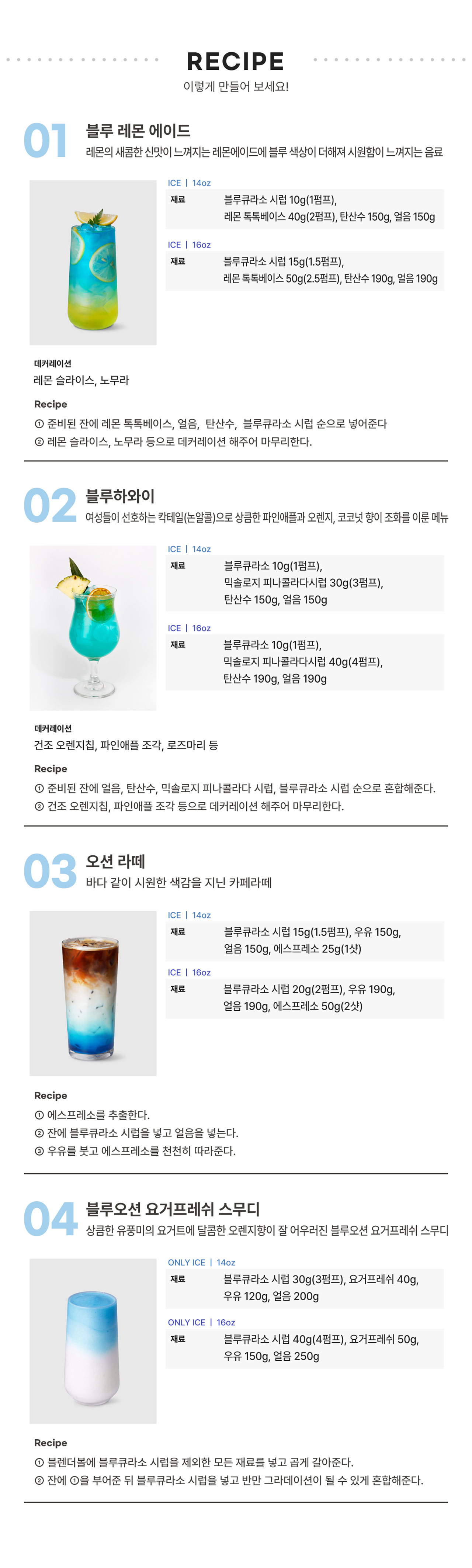카페뮤제오 포모나 블루큐라소 시럽 1000ml